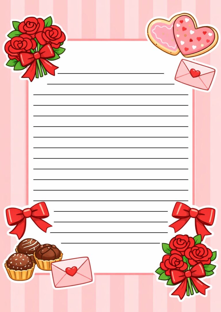 Valentines Digital Writing Papers (Free PDF Printables) - SuperPrintable
