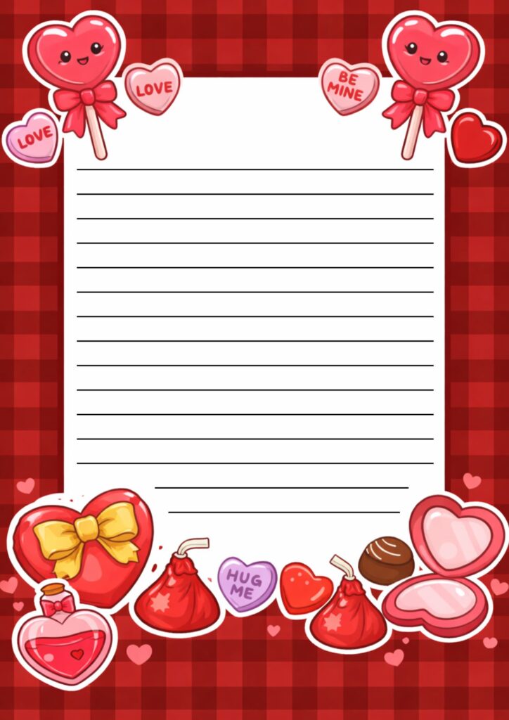 Valentines Digital Writing Papers (Free PDF Printables) - SuperPrintable