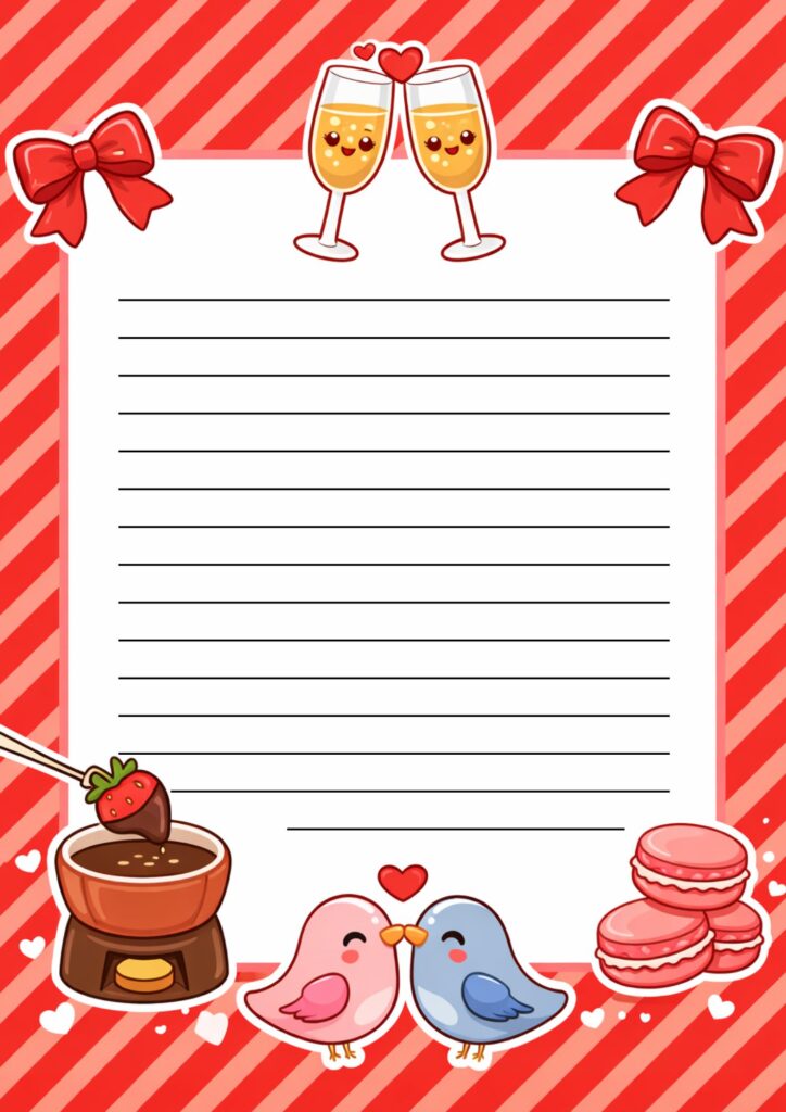 Valentines Digital Writing Papers (Free PDF Printables) - SuperPrintable