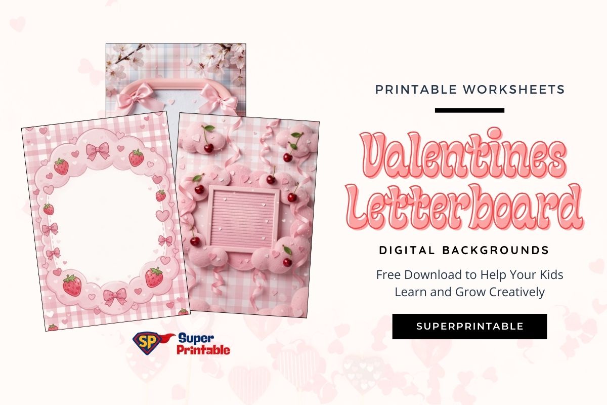Valentines Letterboard Digital Backgrounds (Free PDF Printables)