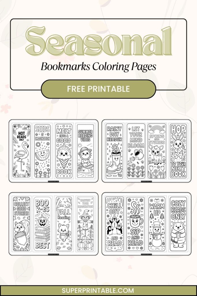 15+ Seasonal Bookmarks Coloring Collection (Free PDF)