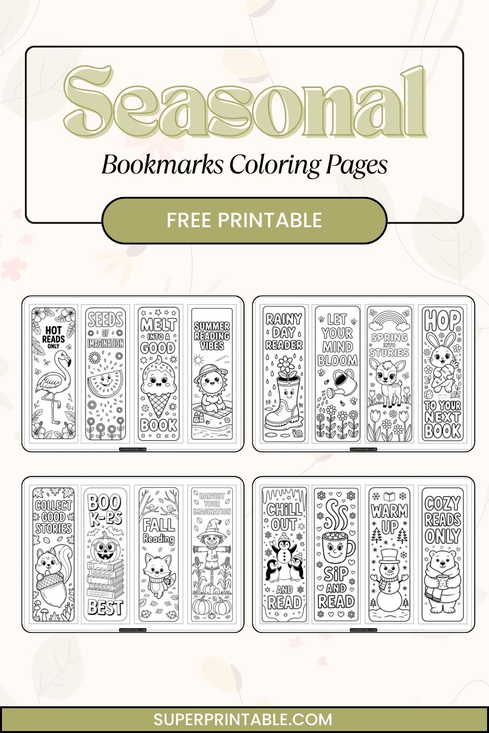 15+ Seasonal Bookmarks Coloring Collection (Free PDF)