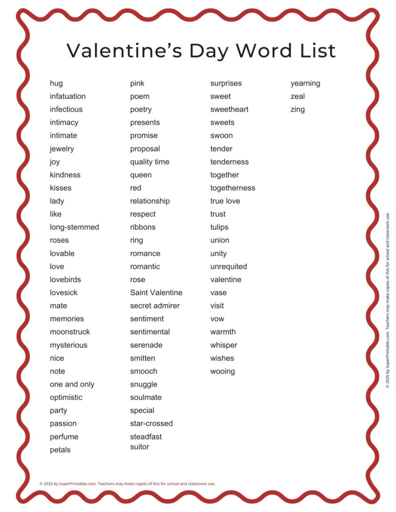 200+ Valentine’s Day Words + Free Printable Cards to Spread Love