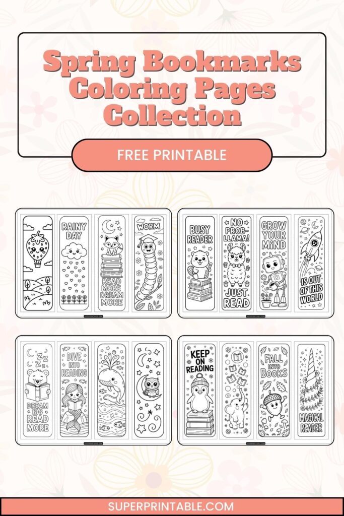20 Spring Bookmarks Coloring Collection (Free PDF Printables)