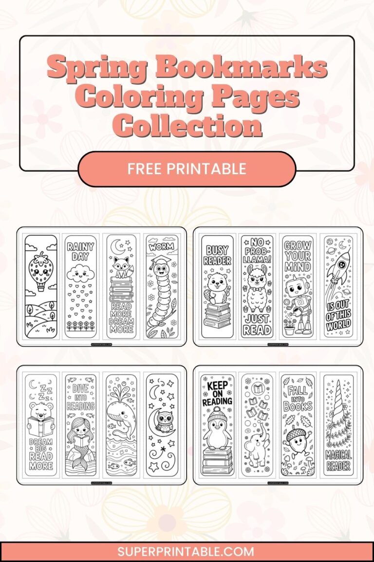 20 Spring Bookmarks Coloring Collection (Free PDF Printables)
