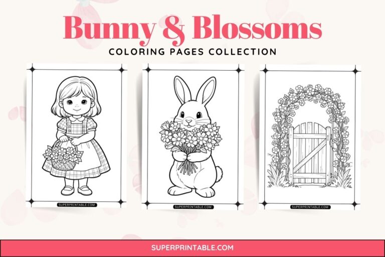 30 Bunny & Blossoms Coloring Pages (Free PDF Printables)