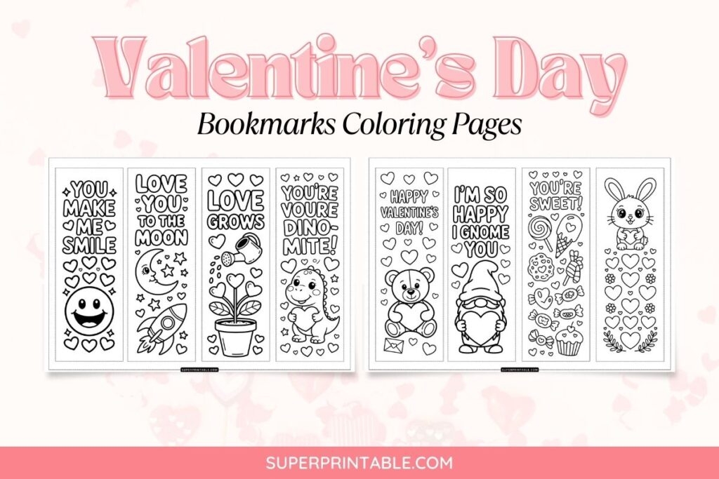 30 Valentine's Day Bookmarks Coloring Pages (Free PDF)