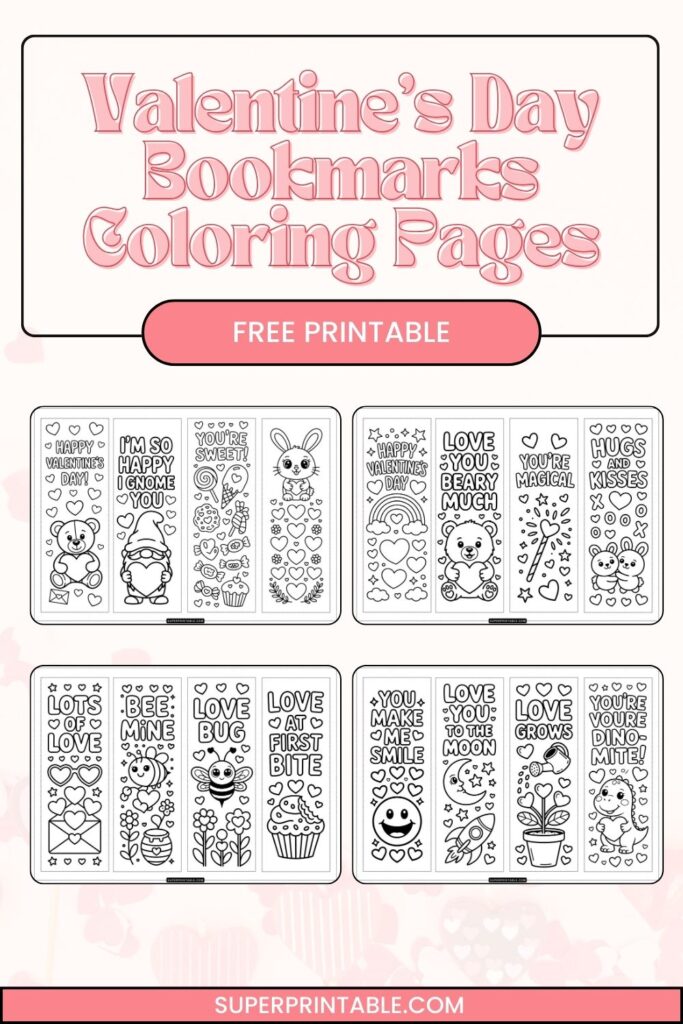 30 Valentine's Day Bookmarks Coloring Pages (Free PDF)