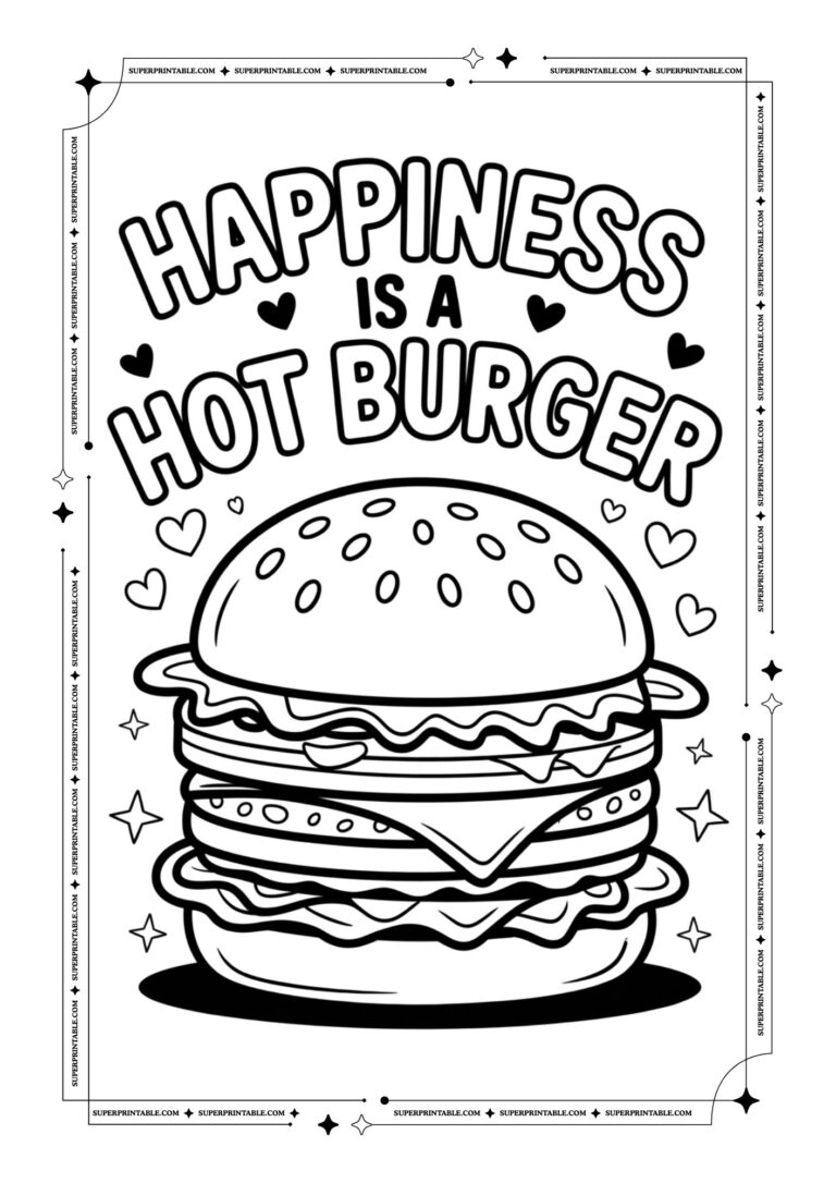20 Burger Coloring Pages (Free PDF Printables)