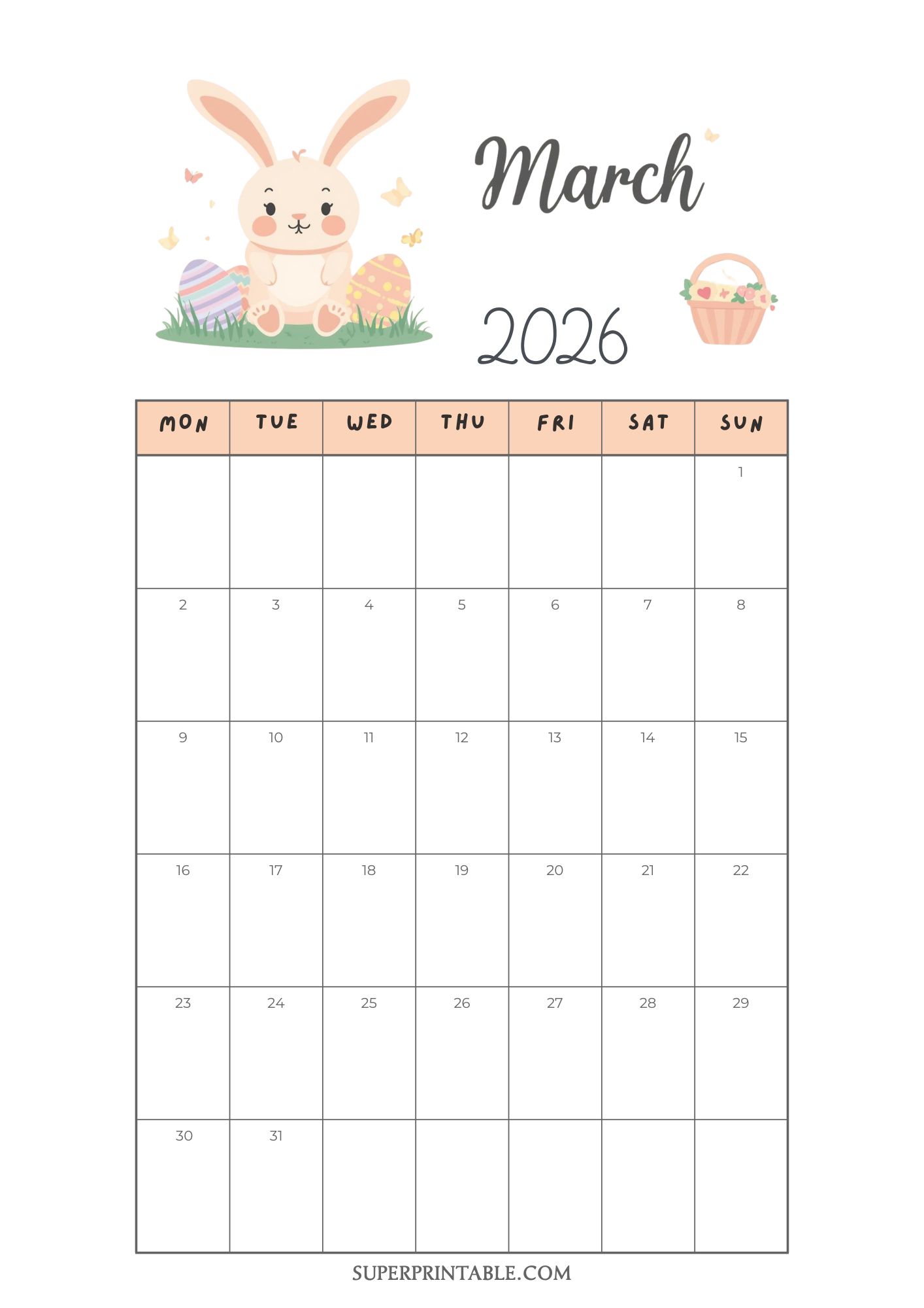 Creative March 2026 Monthly Planner Calendar (Free PDF)