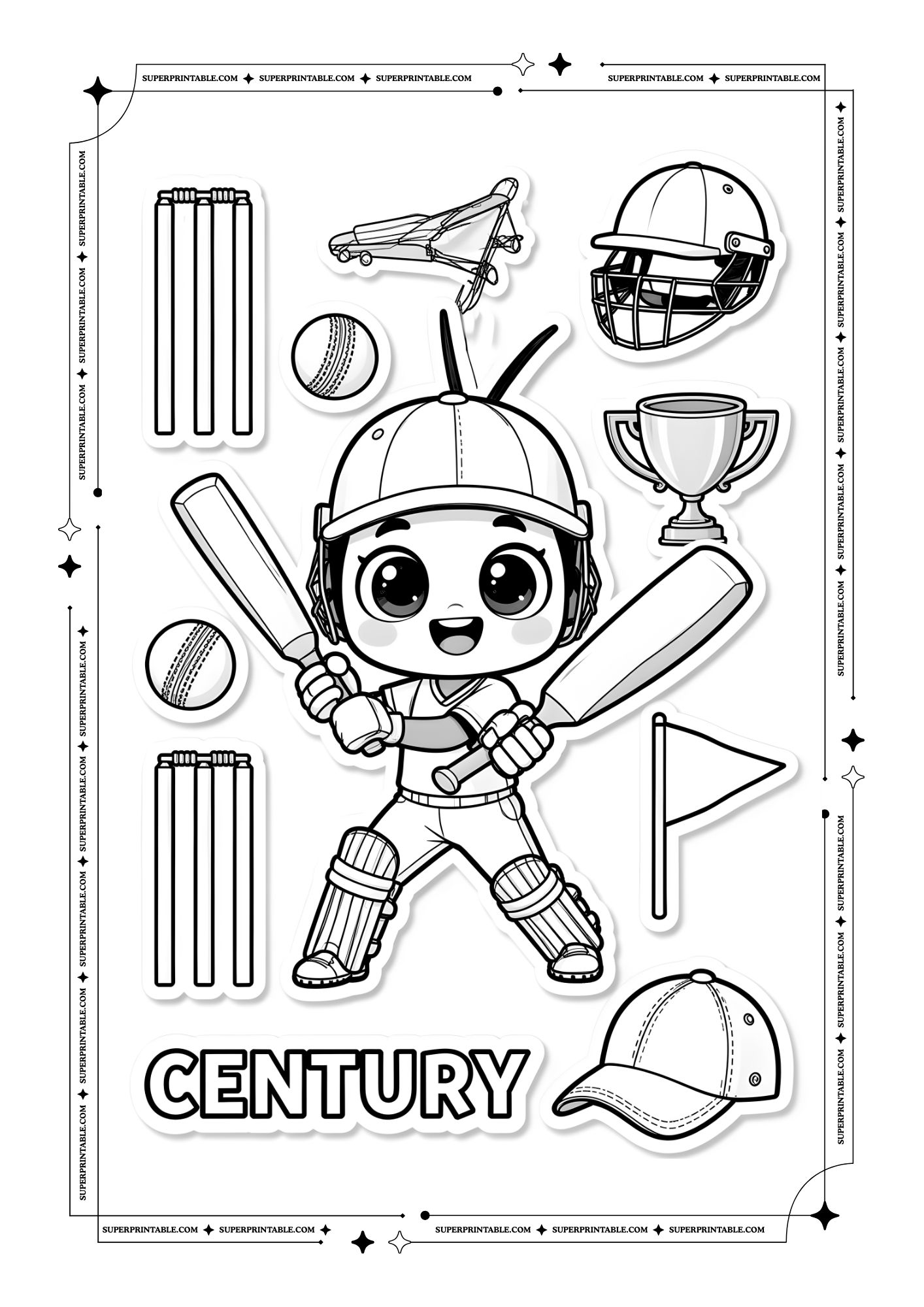 10+ Cricket Sticker Coloring Page (Free PDF Printables)