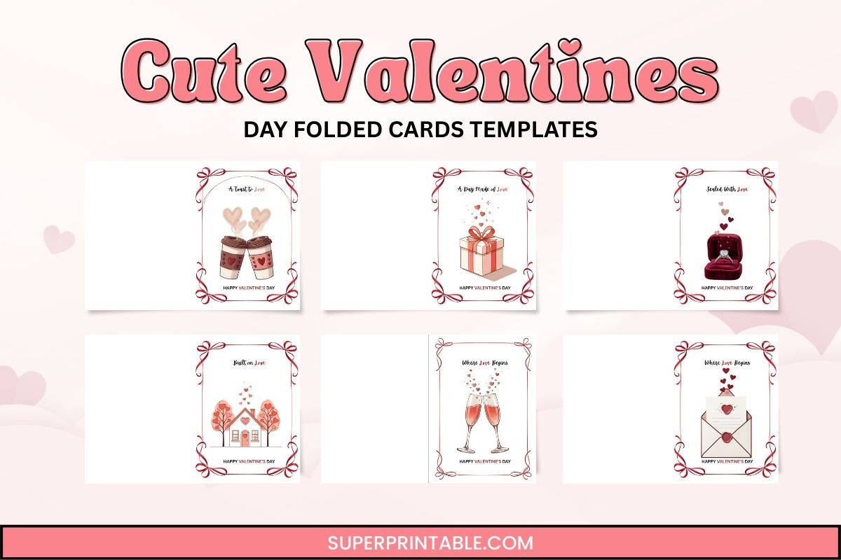 Cute Valentines Day Folded Cards (Free PDF Printables)