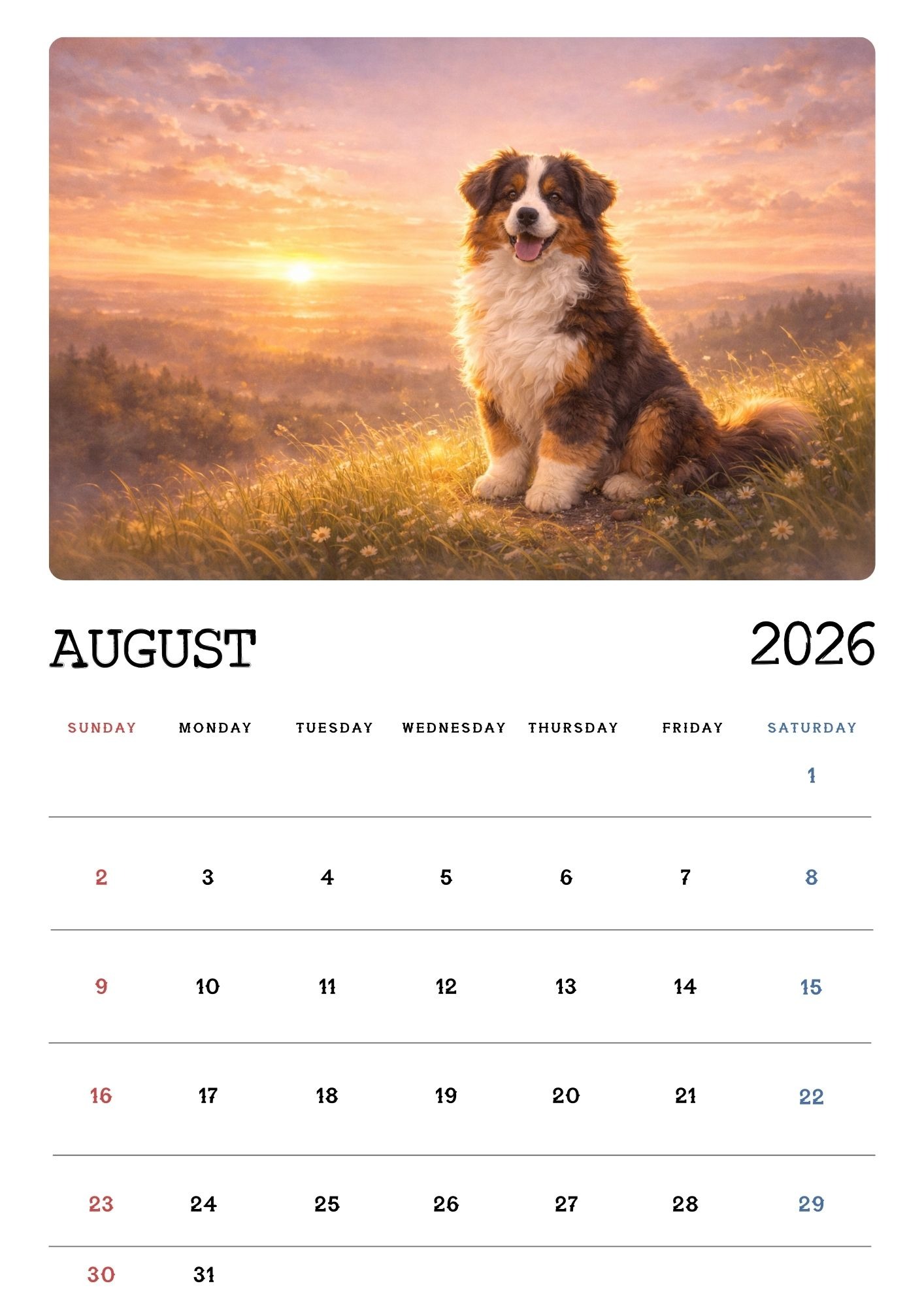 Dog Seasons Nature Calendar 2026 (Free PDF Printables)