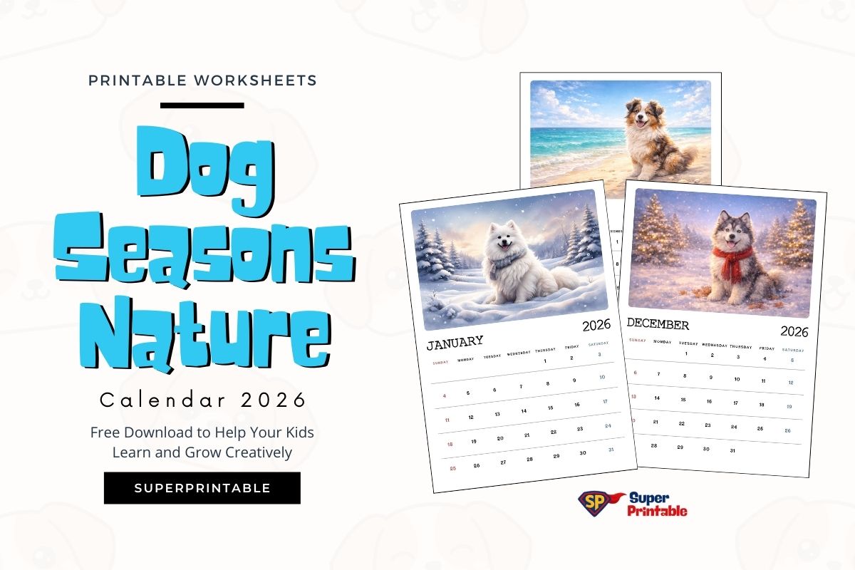 Dog Seasons Nature Calendar 2026 (Free PDF Printables)