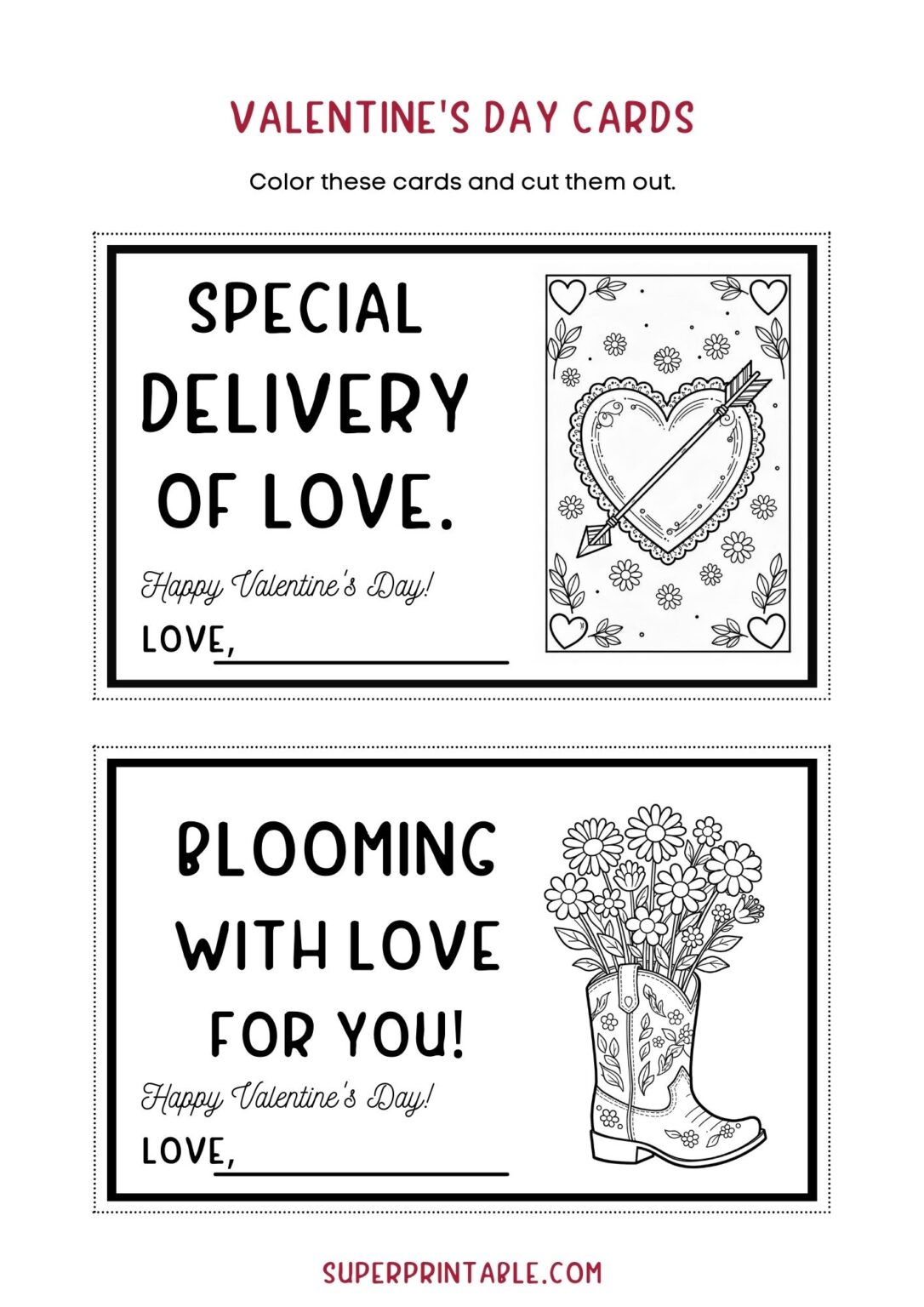 Fun Valentine's Day Cards Coloring Activity (Free PDF Printables)