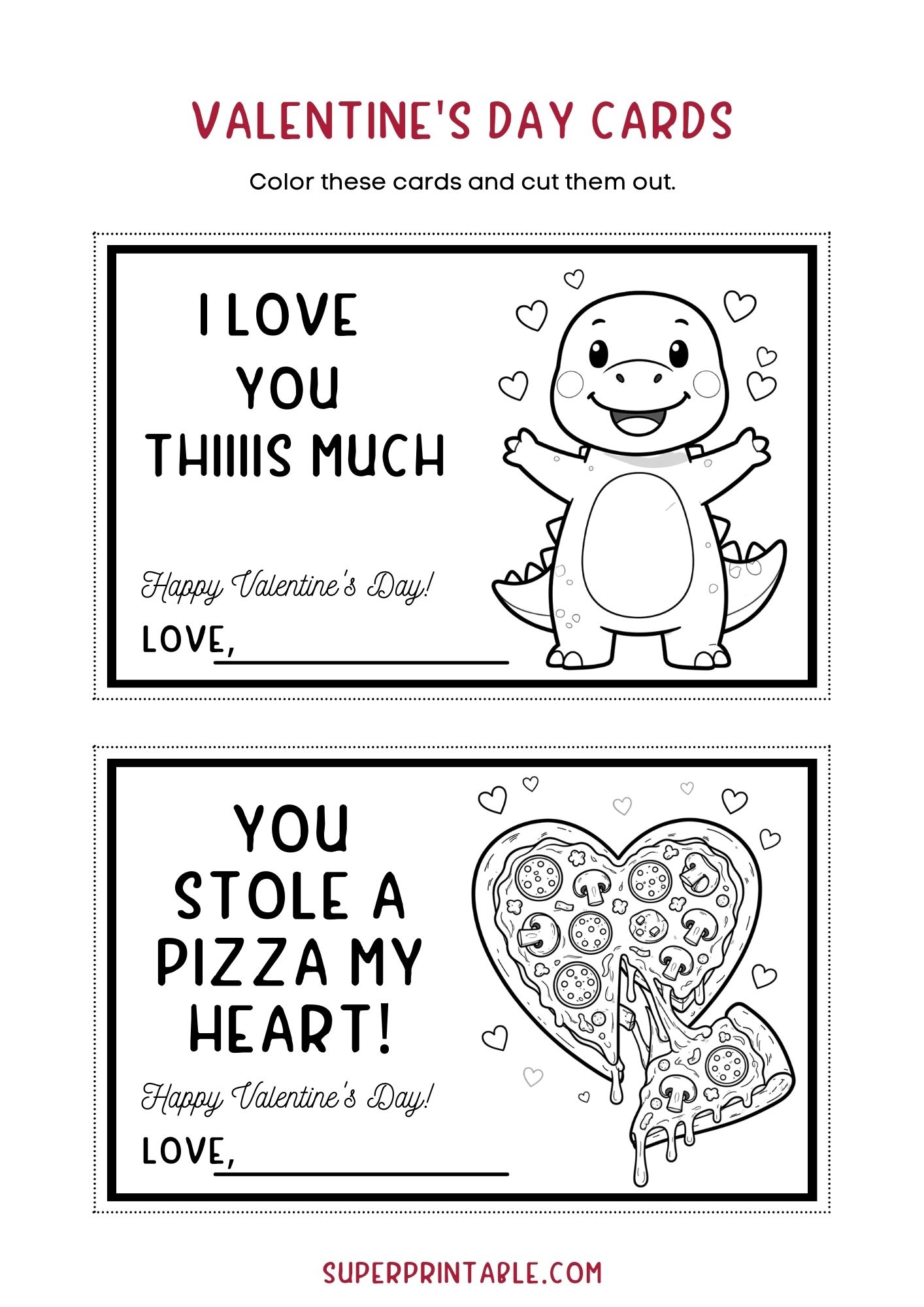 Fun Valentine's Day Cards Coloring Activity (Free PDF Printables)