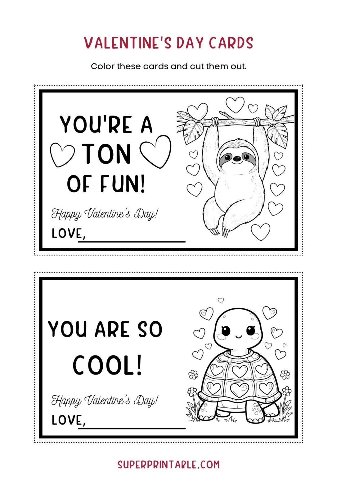 Fun Valentine's Day Cards Coloring Activity (Free PDF Printables)