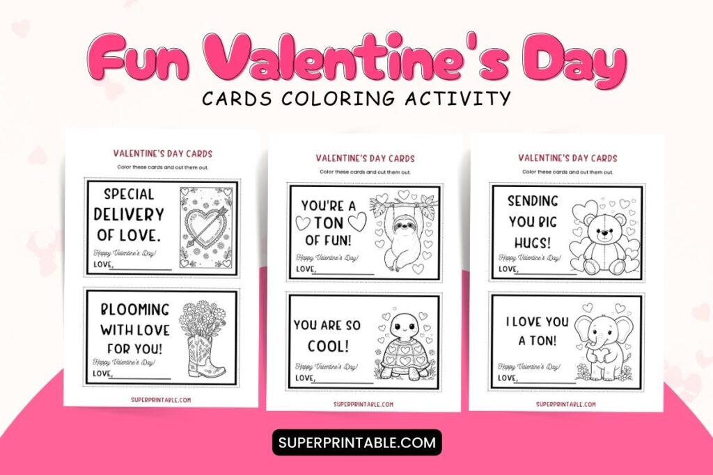 Fun Valentine's Day Cards Coloring Activity (Free PDF Printables)