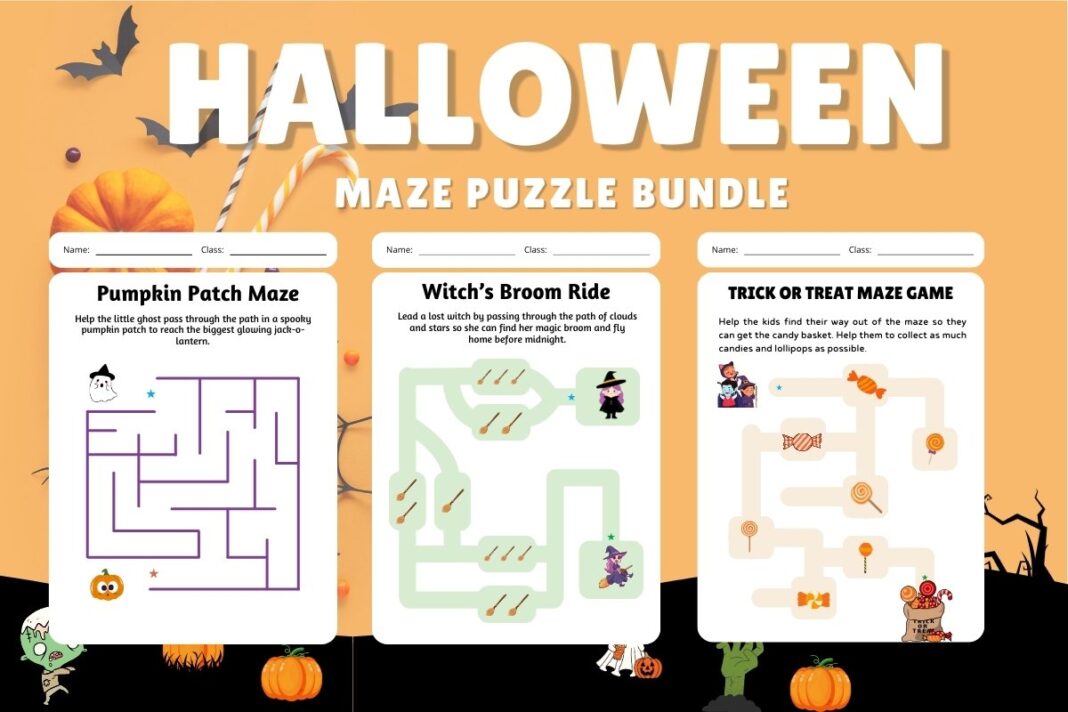 Maze Game Printable Worksheet in Colorful Cute Illustrative Style ...