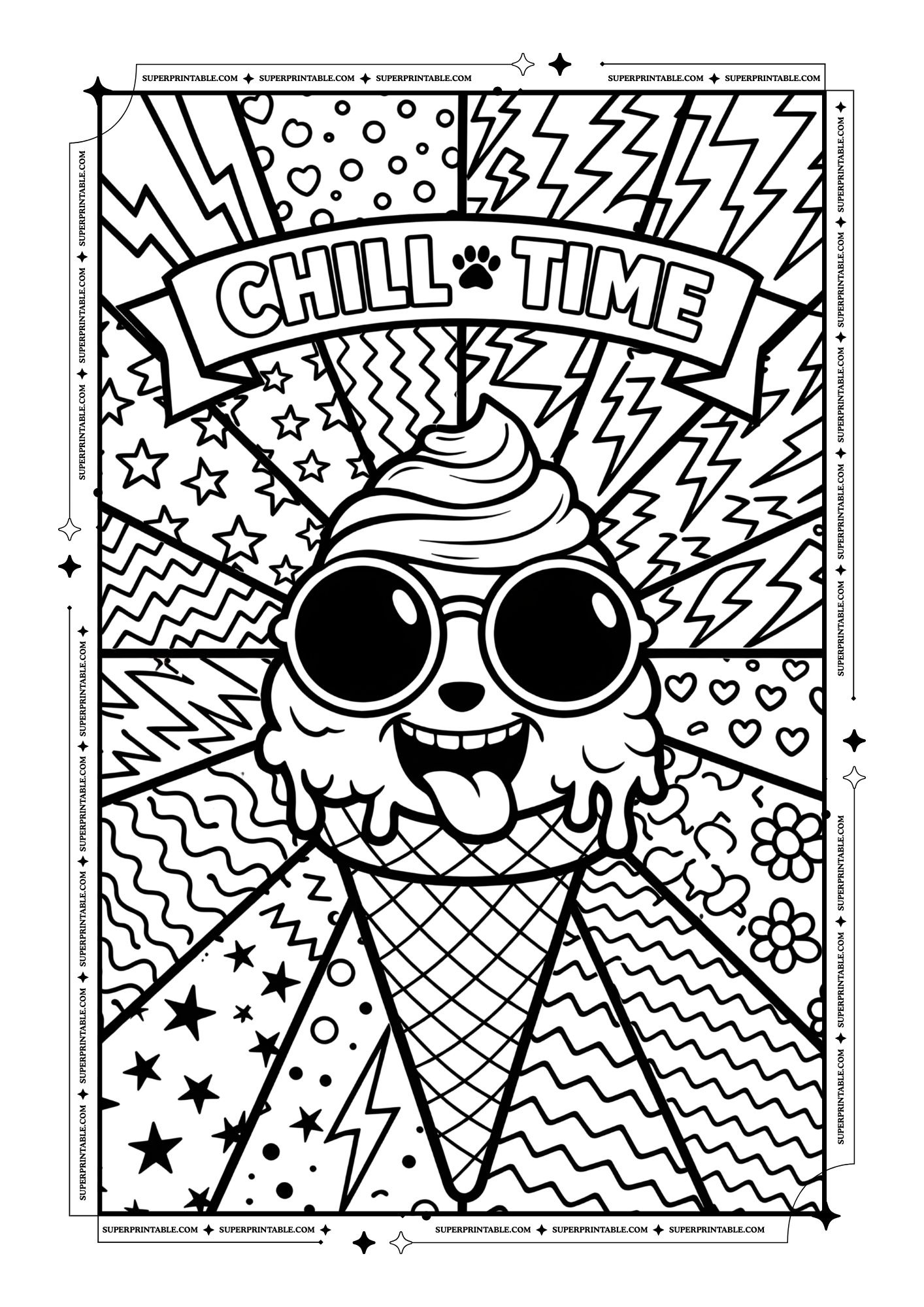 Pop Art Ice Cream Coloring Pages For Kids & Adults (Free PDF)