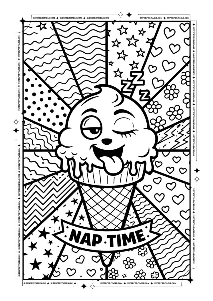Pop Art Ice Cream Coloring Pages For Kids & Adults (Free PDF)