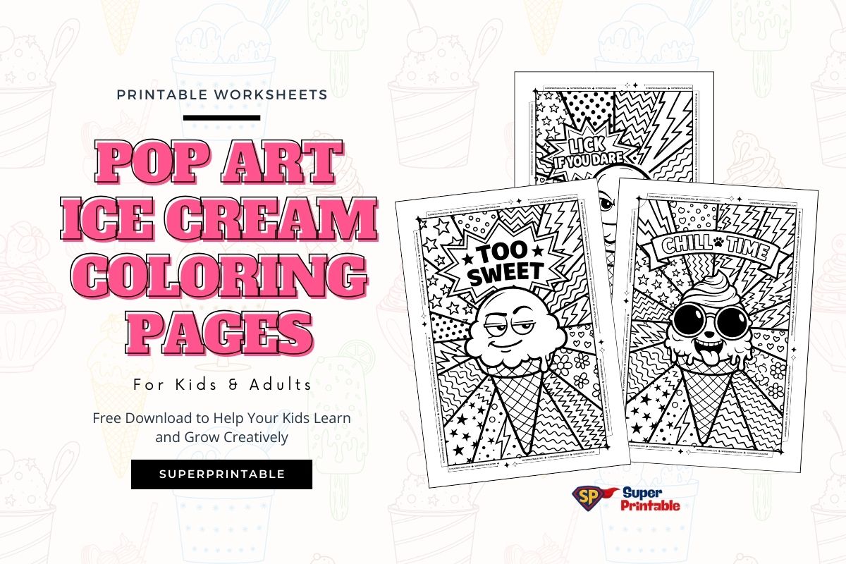 Pop Art Ice Cream Coloring Pages For Kids & Adults (Free PDF)