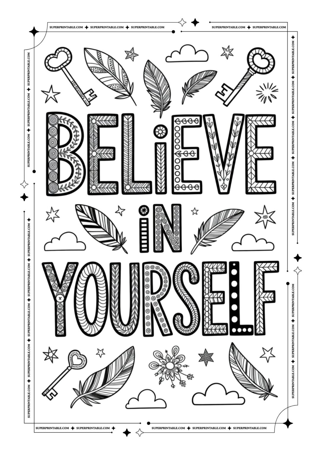20 Positive Affirmation Self Esteem Coloring Pages For Adults