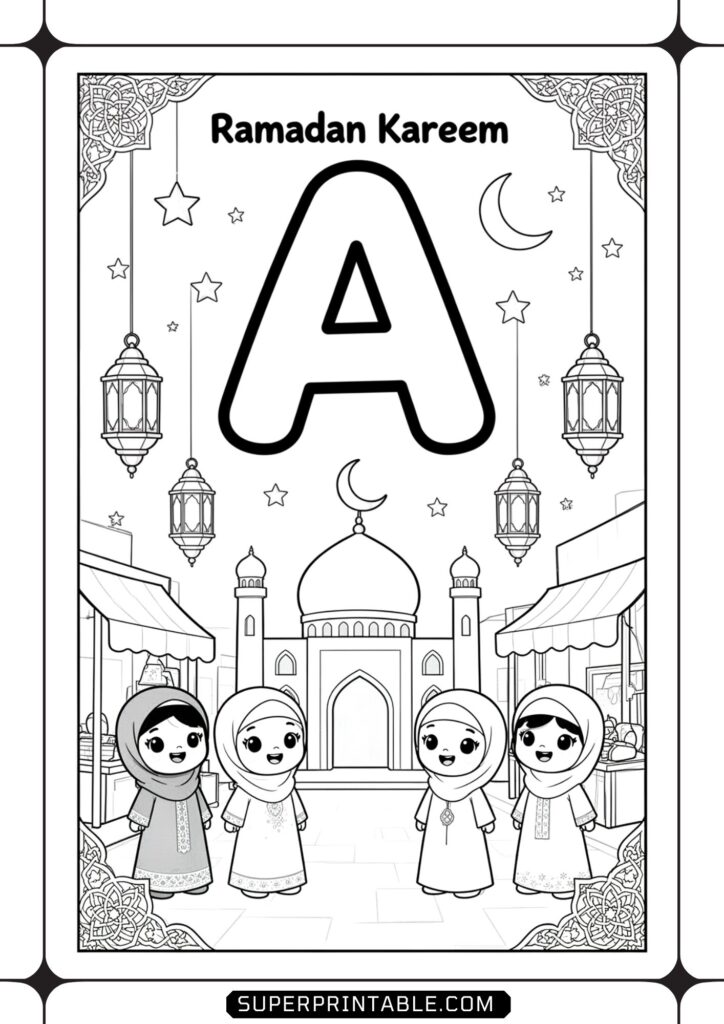 Ramadan Kareem Alphabet Coloring Pages (Free PDF Printables)