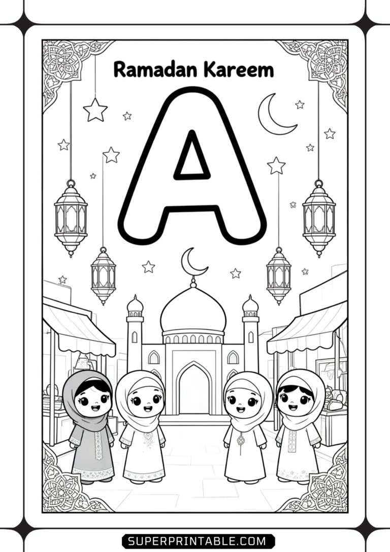 Ramadan Kareem Alphabet Coloring Pages (Free PDF Printables)