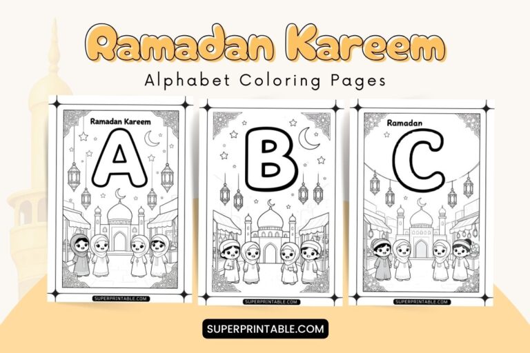 Ramadan Kareem Alphabet Coloring Pages (Free PDF Printables)