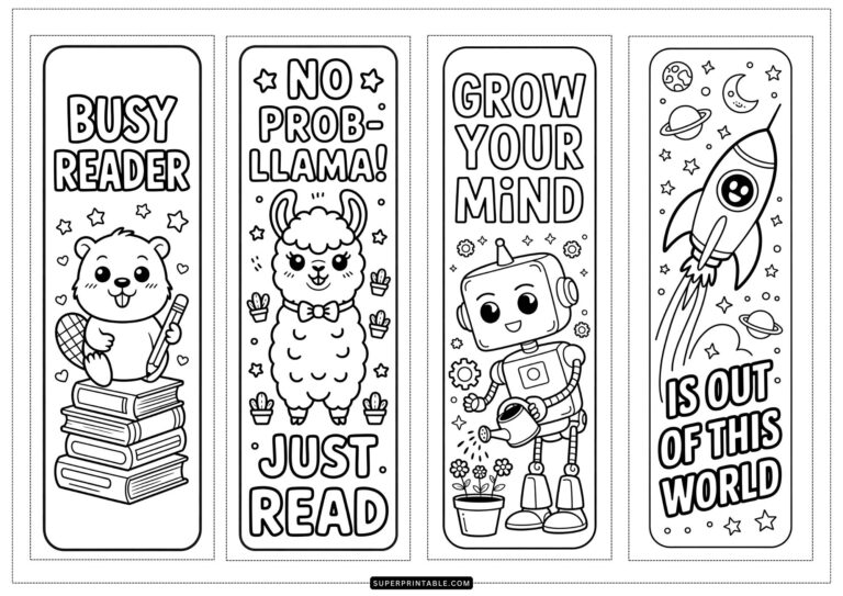 20 Spring Bookmarks Coloring Collection (Free PDF Printables)