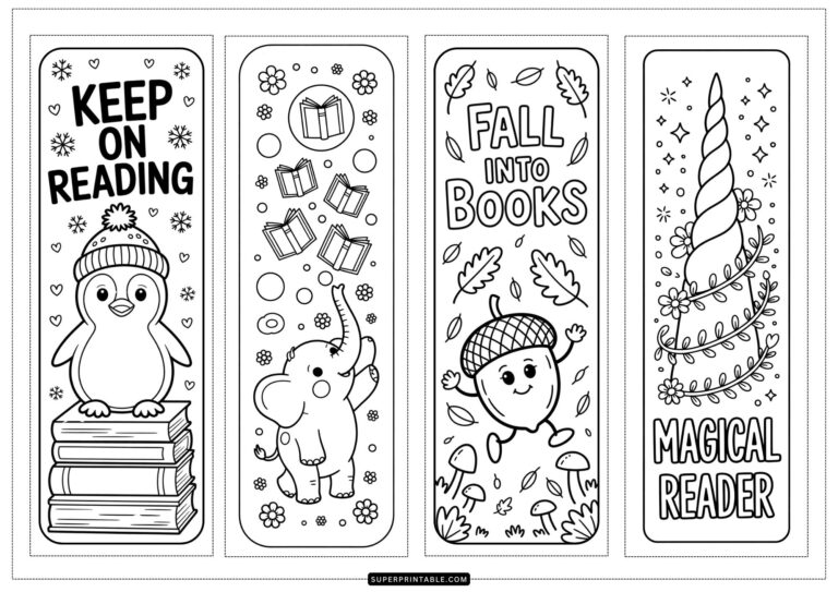 20 Spring Bookmarks Coloring Collection (Free PDF Printables)