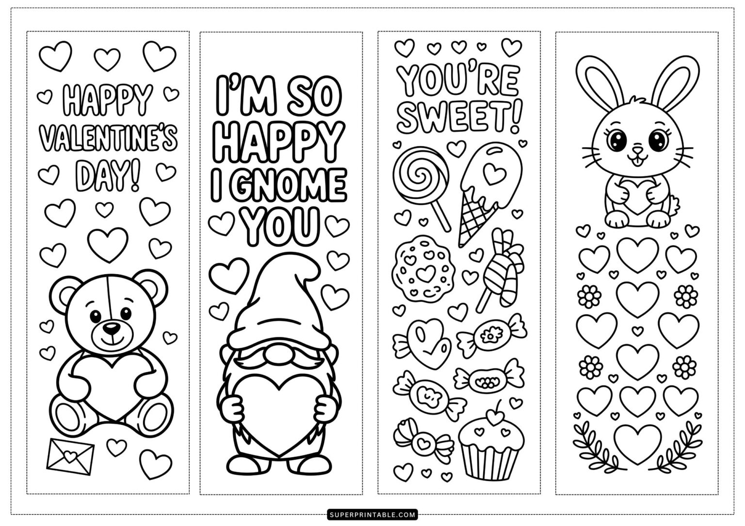 30 Valentine's Day Bookmarks Coloring Pages (Free PDF)
