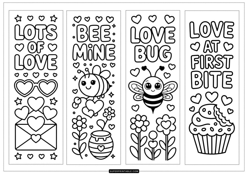 30 Valentine's Day Bookmarks Coloring Pages (Free PDF)