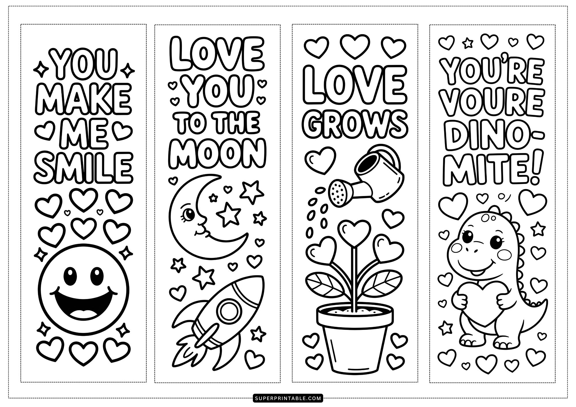 30 Valentine's Day Bookmarks Coloring Pages (Free PDF)