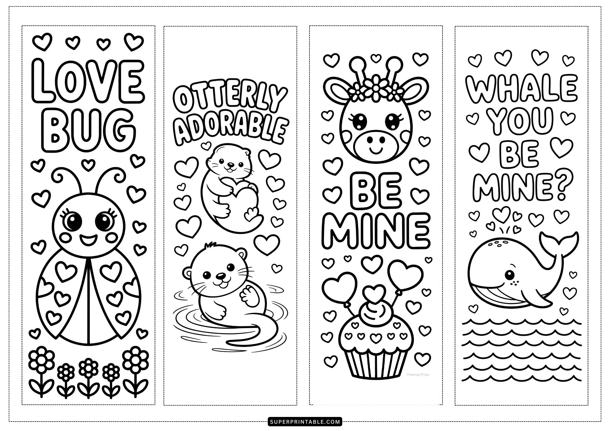 30 Valentine's Day Bookmarks Coloring Pages (Free PDF)