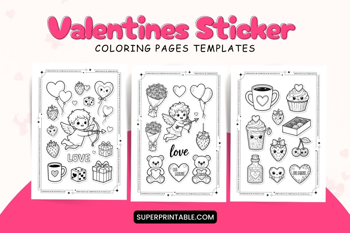 Valentines Sticker Coloring Pages (Free PDF Printables) - SuperPrintable