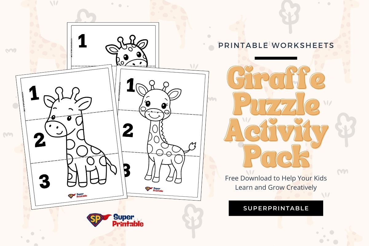 10 Giraffe Puzzle Activity Pack (Free PDF Printables)