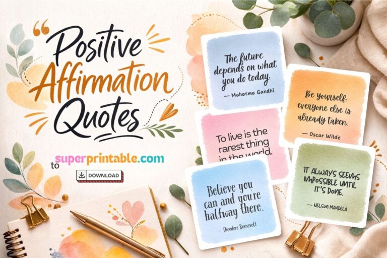 30 Positive Affirmation Quotes (Free PDF Printables)