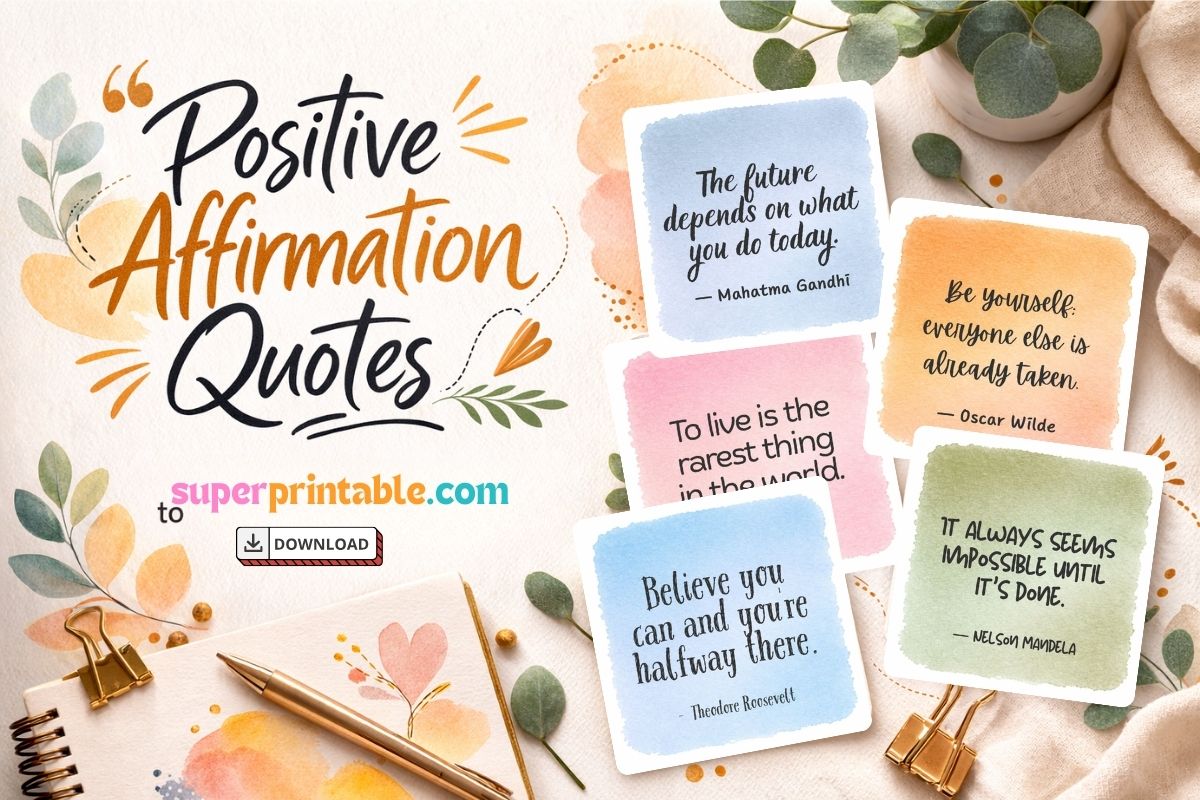 30 Positive Affirmation Quotes (Free PDF Printables)