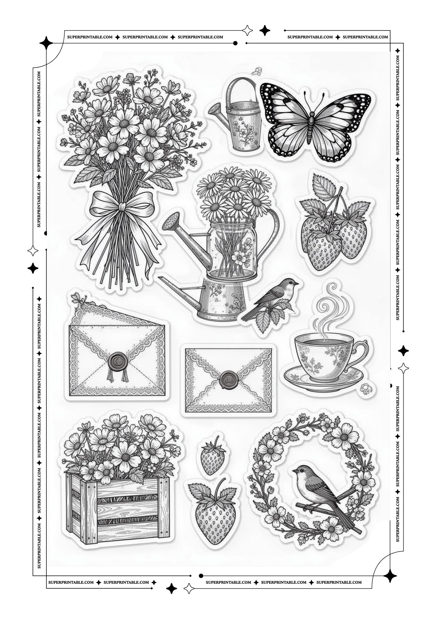 Aesthetic Sticker Coloring Pages (Free PDF Printables)
