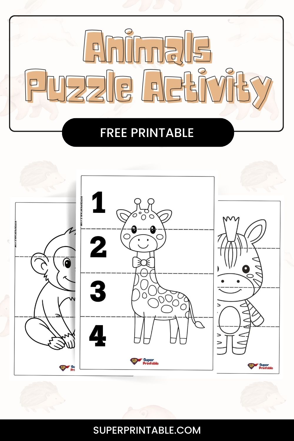 10 Animals Puzzle Activity (Free PDF Printables)