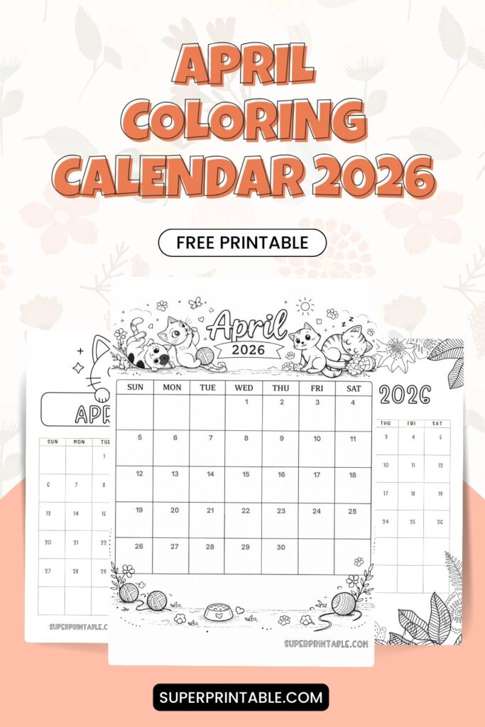 10 April Coloring Calendar 2026 (Free PDF Printables)