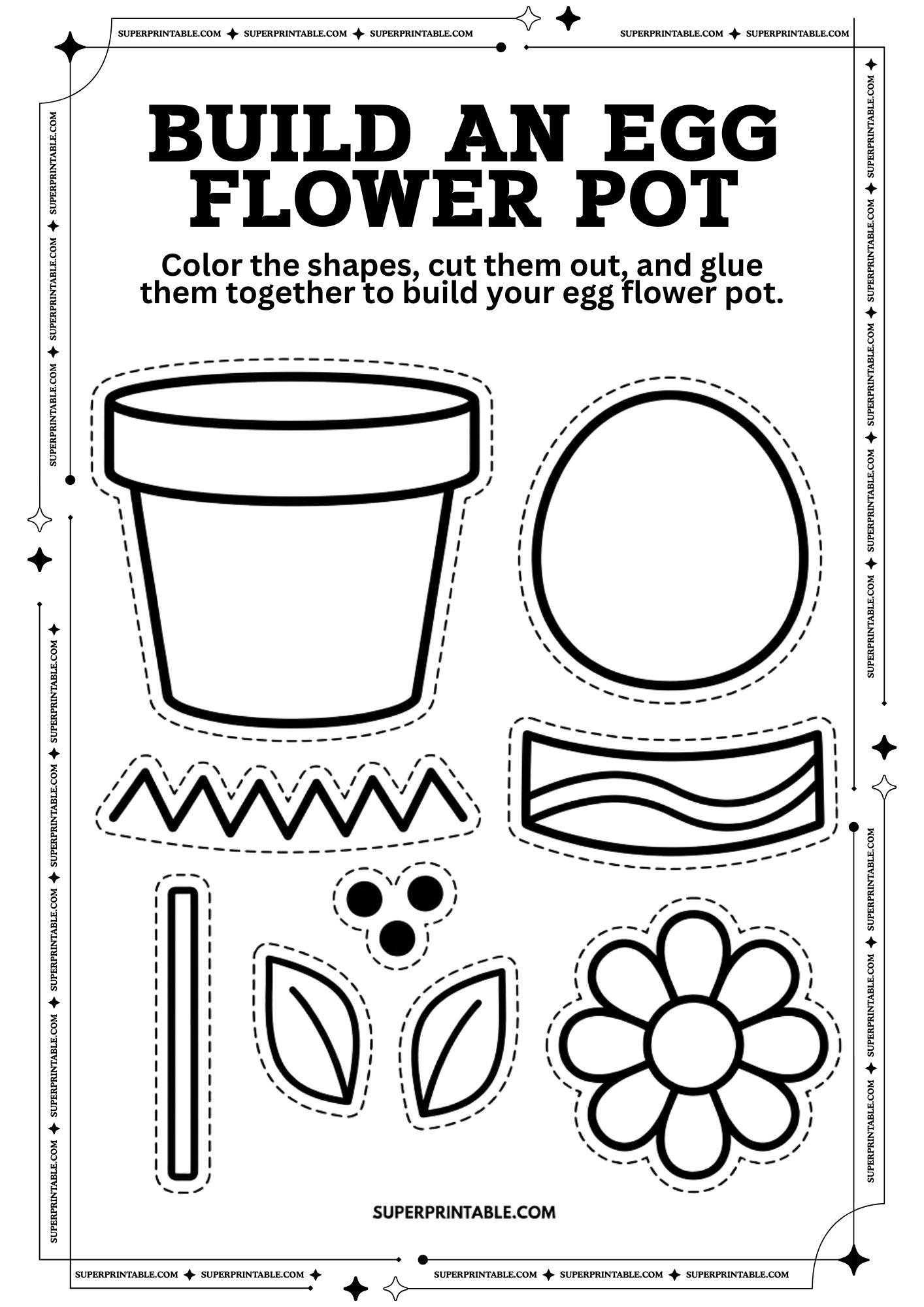 Build An Easter Flower Pot Craft & Coloring Pages (Free PDF)