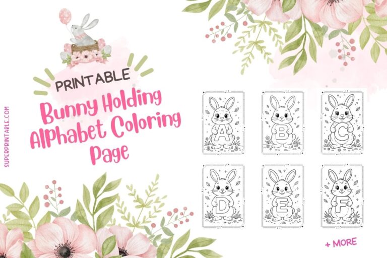 Bunny Holding Alphabet Coloring Page (Free PDF Printables)