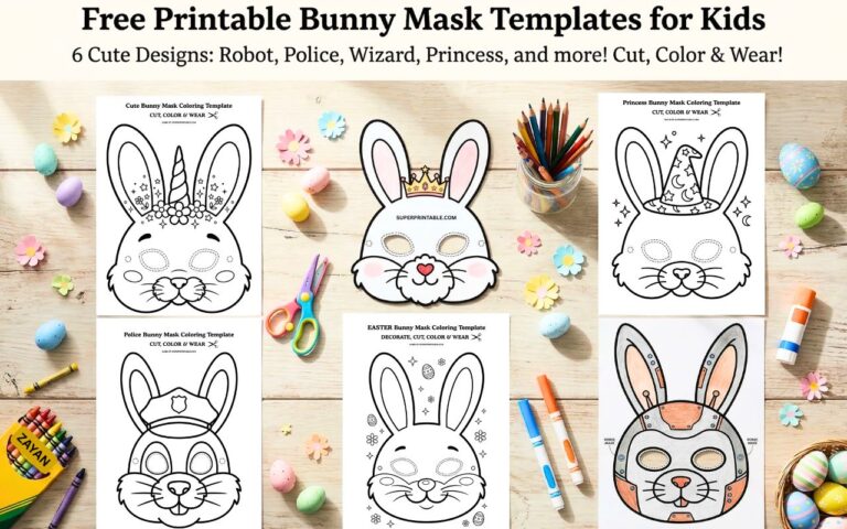 6 Bunny Mask Coloring Templates (Free Printable Masks for Kids ...