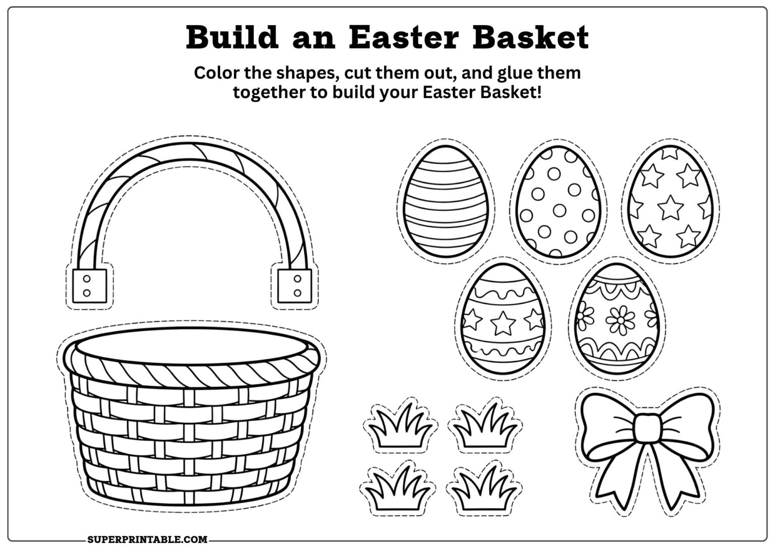 DIY Build An Easter Basket Craft & Coloring (Free PDF Printables)