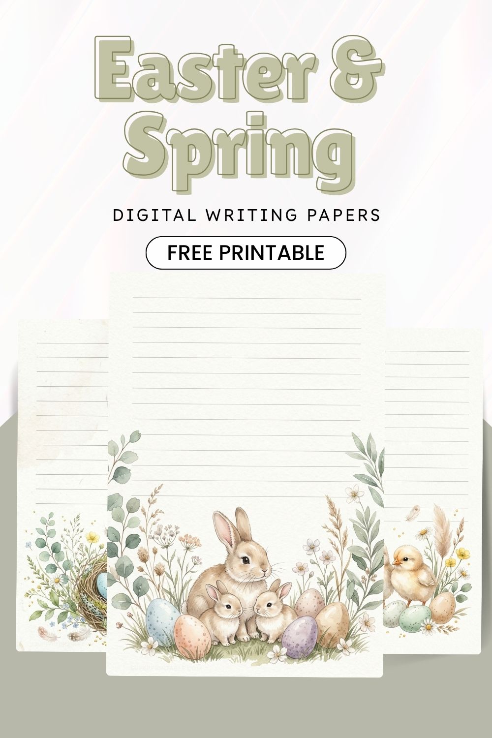 Easter & Spring Digital Writing Papers (Free PDF Printables)