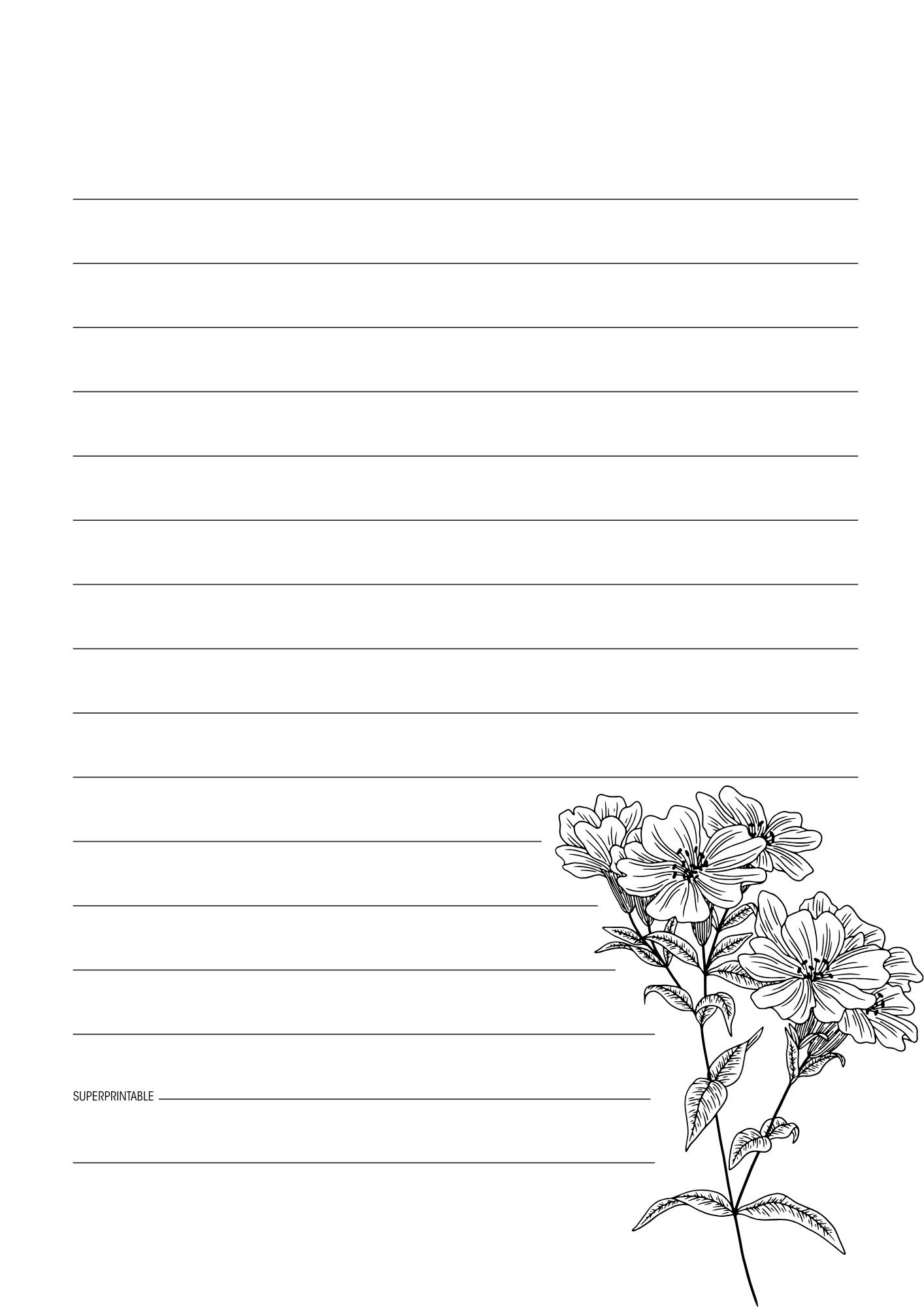 8+ Floral Lined Writing Paper Printable (Pen Pal Stationery)