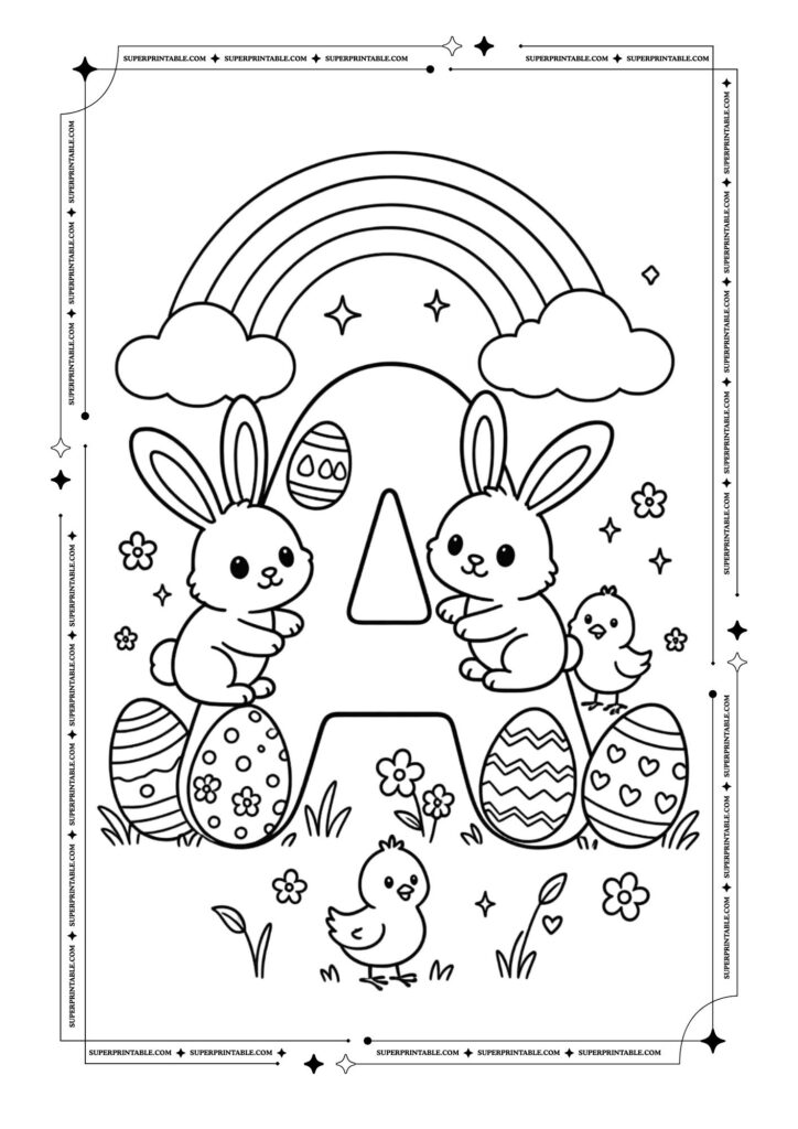 Magical Easter Alphabet Coloring Page (Free PDF Printables)